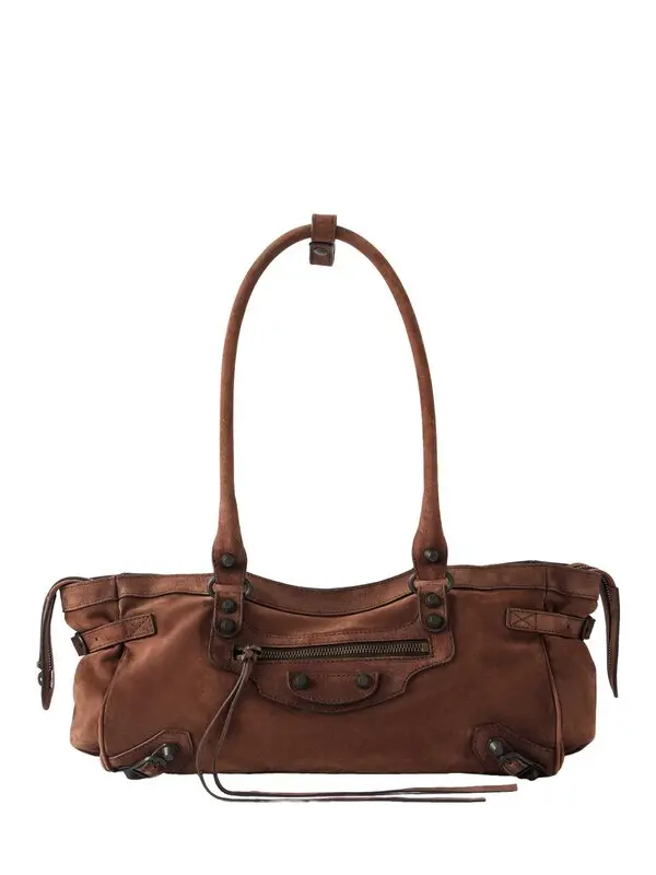 Balenciaga Le City East/west Suede Shoulder Bag - Brown
