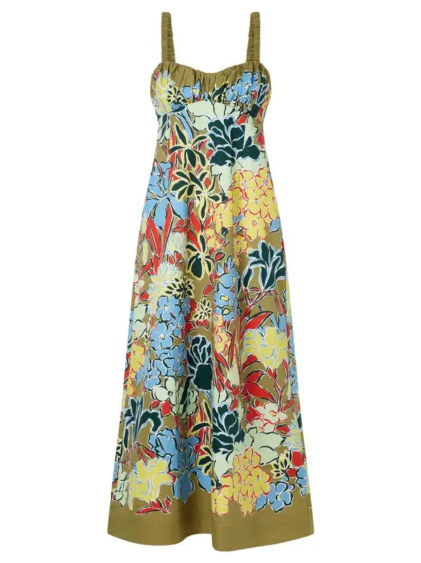 ALEMAIS Solstice Floral-print Organic Cotton-poplin Midi Dress - Multi
