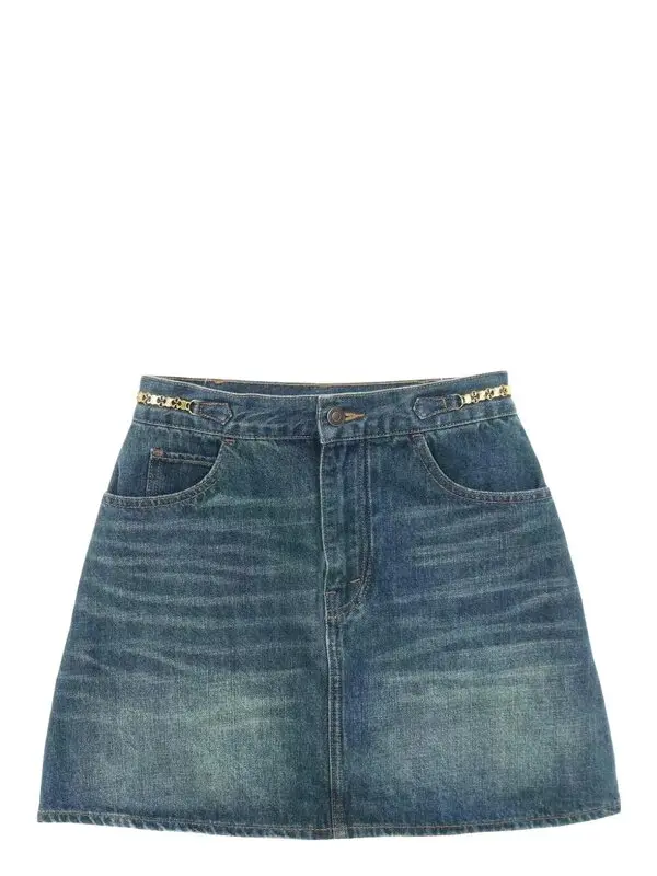 Celine 2010s Triomphe Mini Skirt - Blue