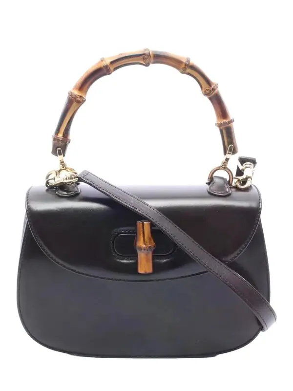 Gucci Bamboo Two-way Leather Handbag - Black