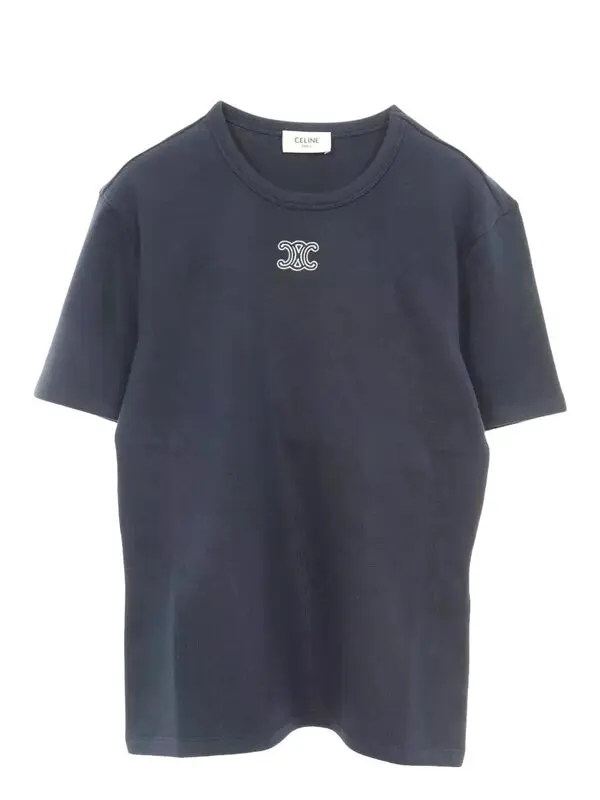 Celine Triomphe Logo Embroidered T-shirt - Blue