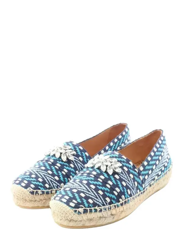 Miu Miu Geometric Crystal Embellished Canvas Espadrilles - Blue