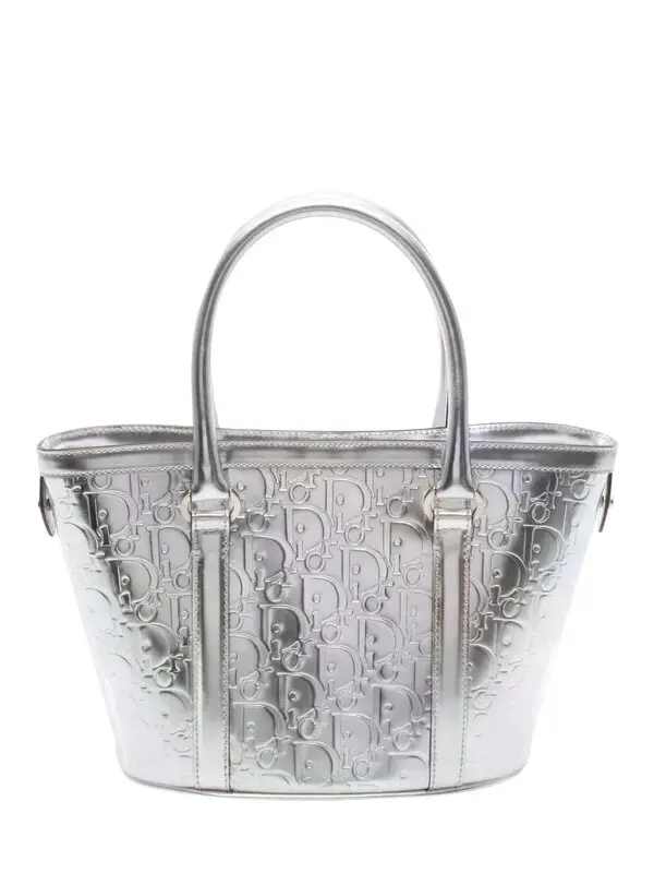 Dior Oblique Patent Leather Tote Bag - Silver