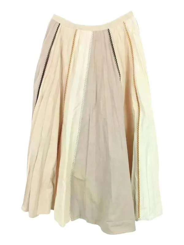 Dior Pleated Patchwork Midi Skirt - Neutrals