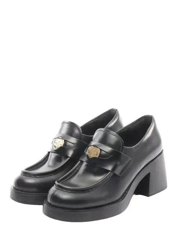 Miu Miu Leather Loafers With Gold-tone Coin Detail - Black