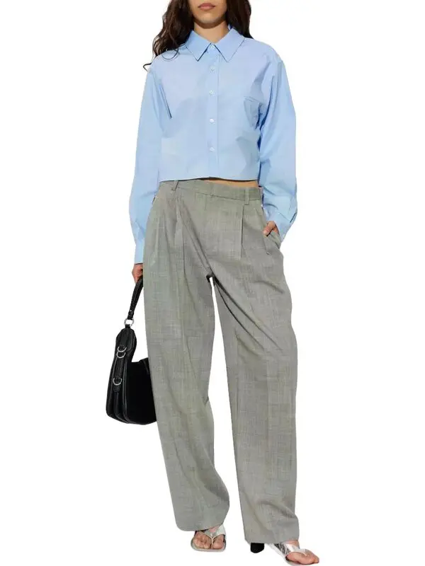 Alexander Wang Mid-rise Wool Trousers With Zip Pockets - Grey
