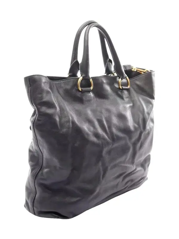 Prada Soft Calf Leather Tote Bag - Black