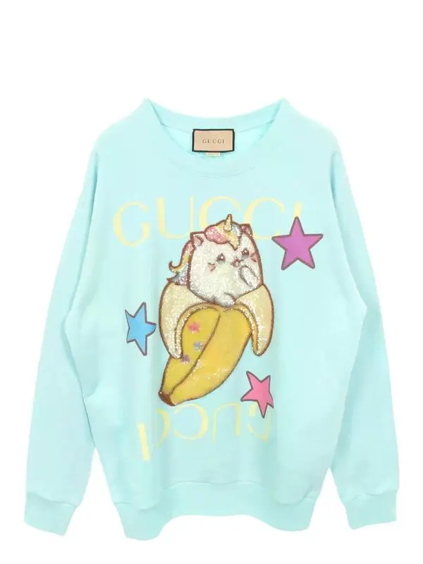 Gucci Sequin Embellished Crew Neck Sweater - Blue