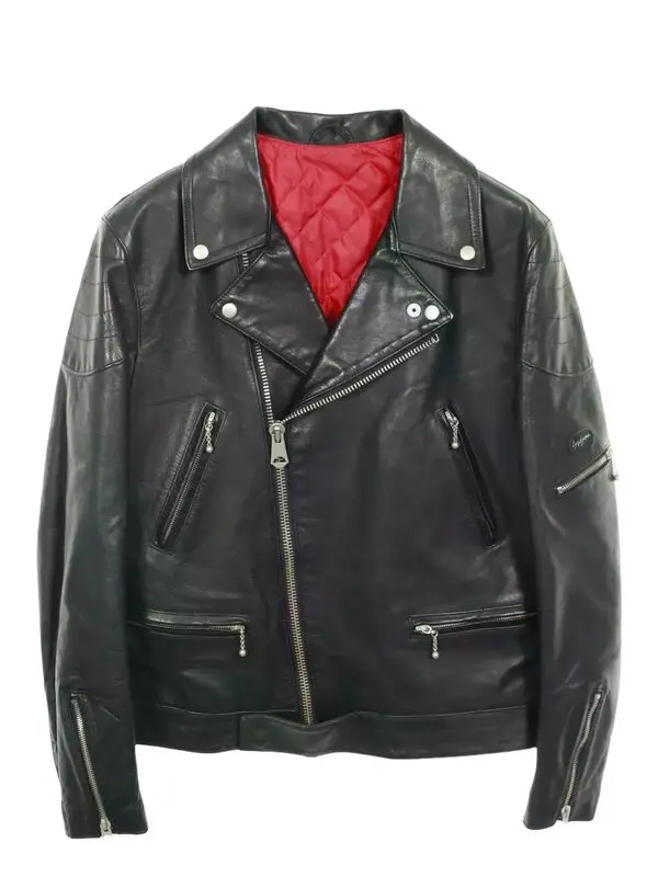 Yohji Yamamoto Leather Asymmetrical Zip Jacket - Black