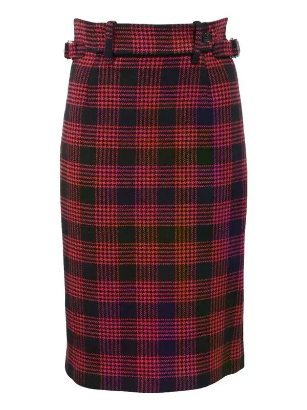 Red Valentino Prince Of Wales Plaid Pencil Skirt - Red