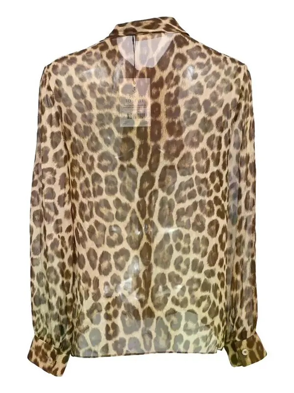 Celine Leopard-print Silk Tie-neck Blouse - Neutrals