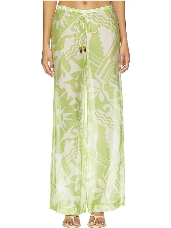 L'academie Nyra Pant - Green Riviera Abstract