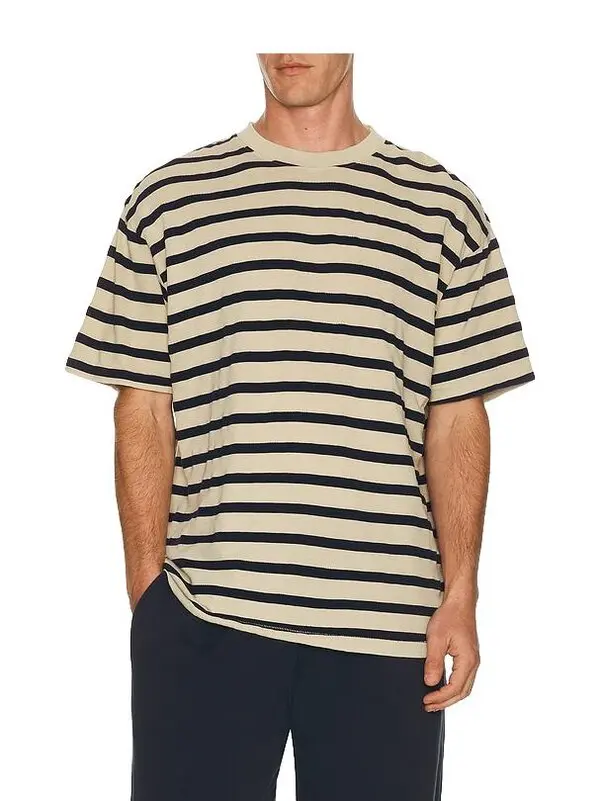 ASHER Enzo Striped Tee In Cream - Bisque