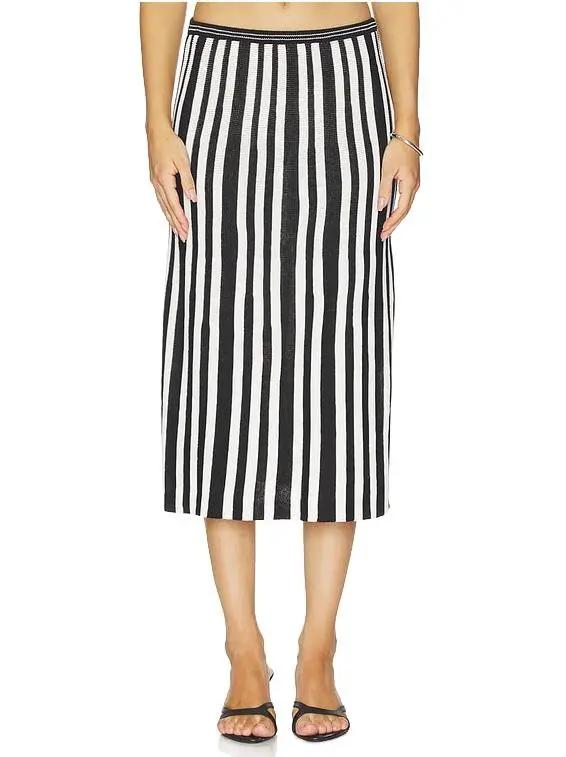 Proenza Schouler White Label Isley Knit Midi Skirt - Black & Off White