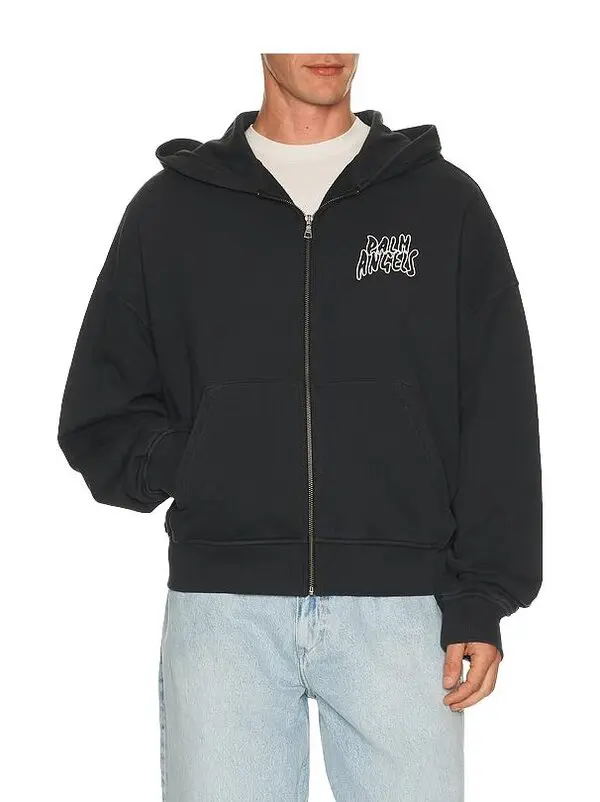 Palm Angels Palm Leaf Zipped Hoodie - Black & Multicolor