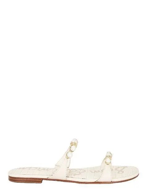 Sam Edelman Embellished Leather Slide Sandals - Modern Ivory