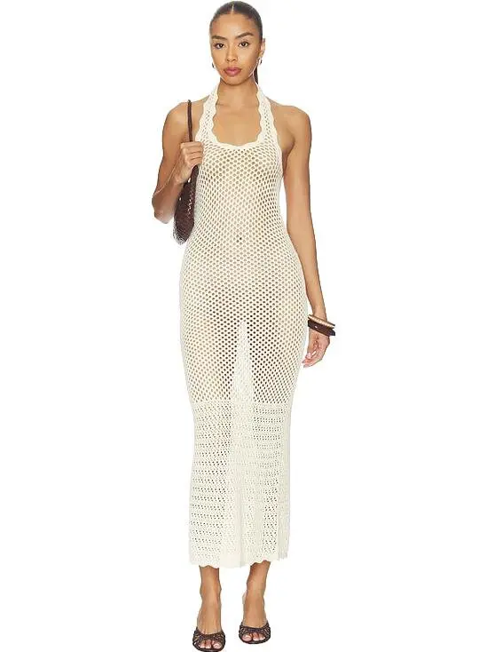 Tularosa Faelyn Halter Open Work Dress - Ivory