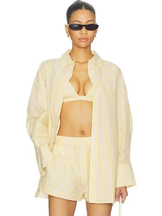 L'academie Romy Shirt Striped Poplin Button-down - Yellow Stripe