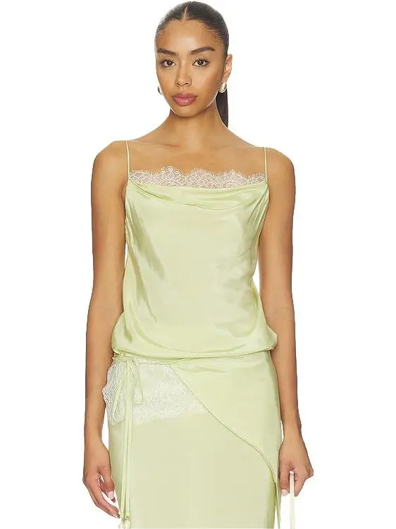 L'academie Tahlia Top With Lace Trim - Honeydew