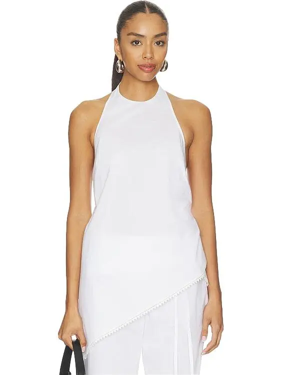 L'academie Marithe Halterneck Poplin Top - White