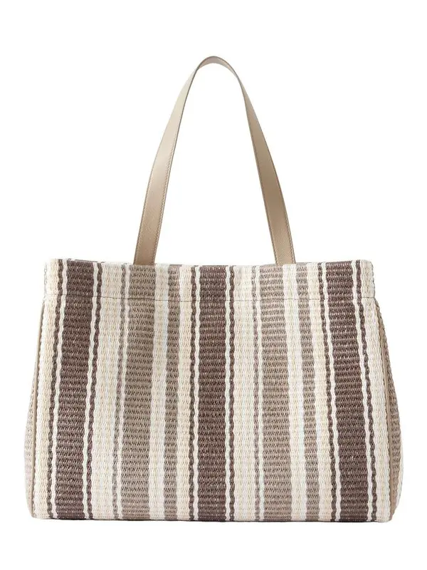 Brunello Cucinelli Striped Raffia Tote - Brown