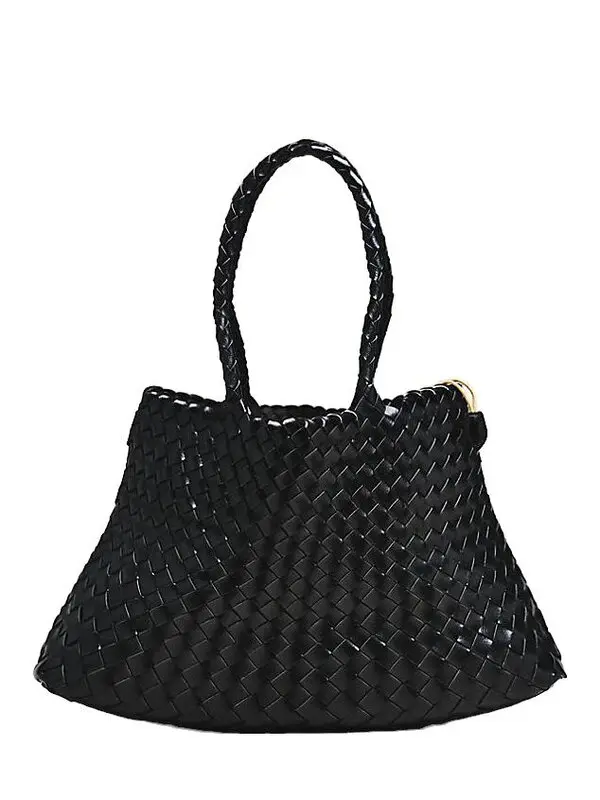 Anthropologie Calla Large Woven Satchel Bag - Black