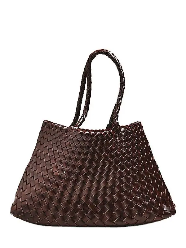 Anthropologie Calla Large Woven Satchel Bag - Chocolate