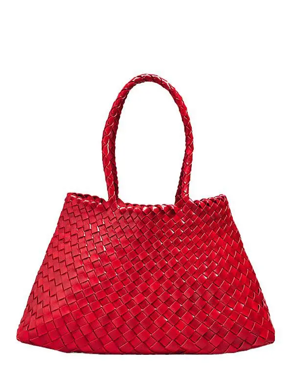 Anthropologie Calla Large Woven Satchel Bag - Red