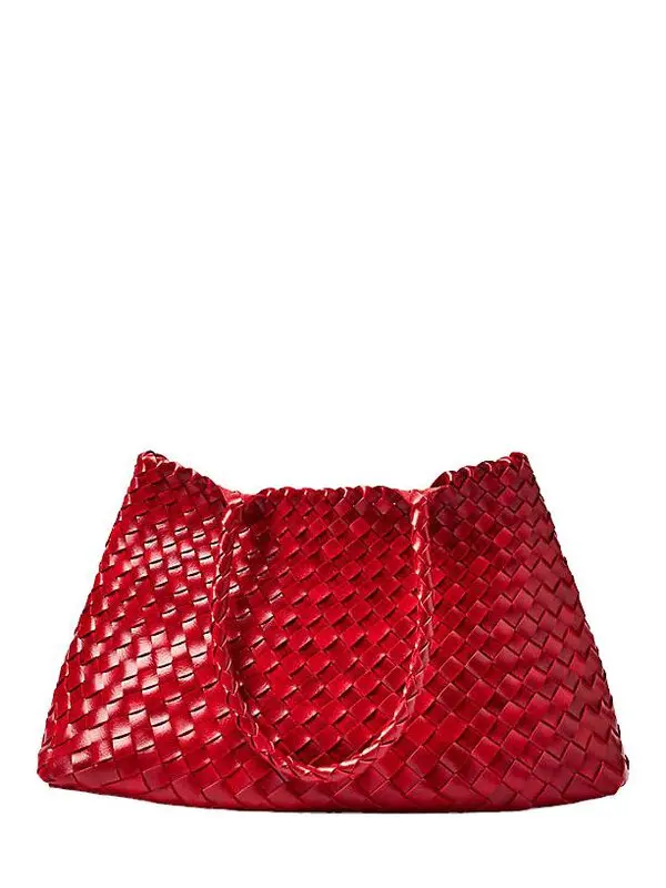 Anthropologie Calla Large Woven Satchel Bag - Red