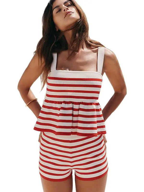 Endless Rose Knit Shorts - Red Stripe