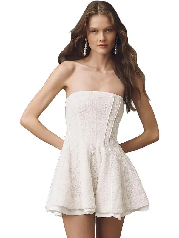 V. CHAPMAN Rosemary Lace Mini Dress - White Rose Lace