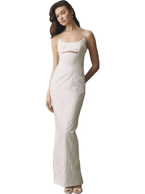 SAU LEE Contance Jacquard Maxi Dress - White