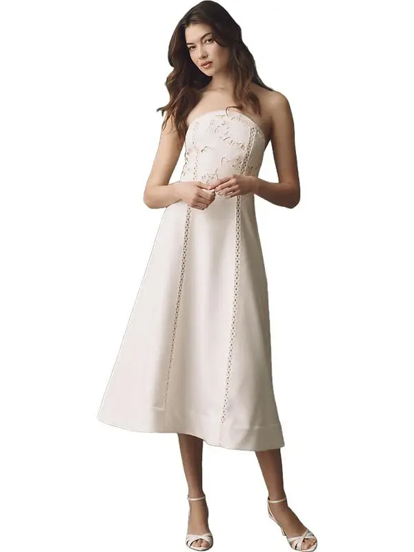 Bhldn Strapless Cutwork Maxi Dress - Ivory