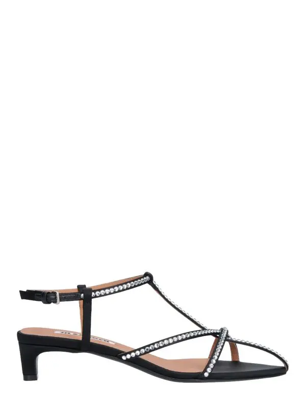 JIL SANDER Strappy Rhinestone Sandals - Black