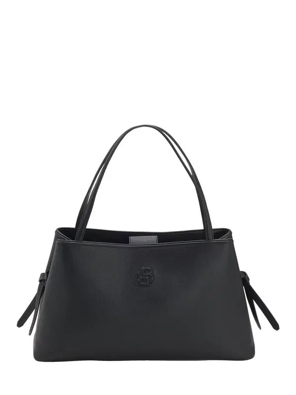 BOSS Grained Faux-leather Tote Bag With Double B Monogram - Black