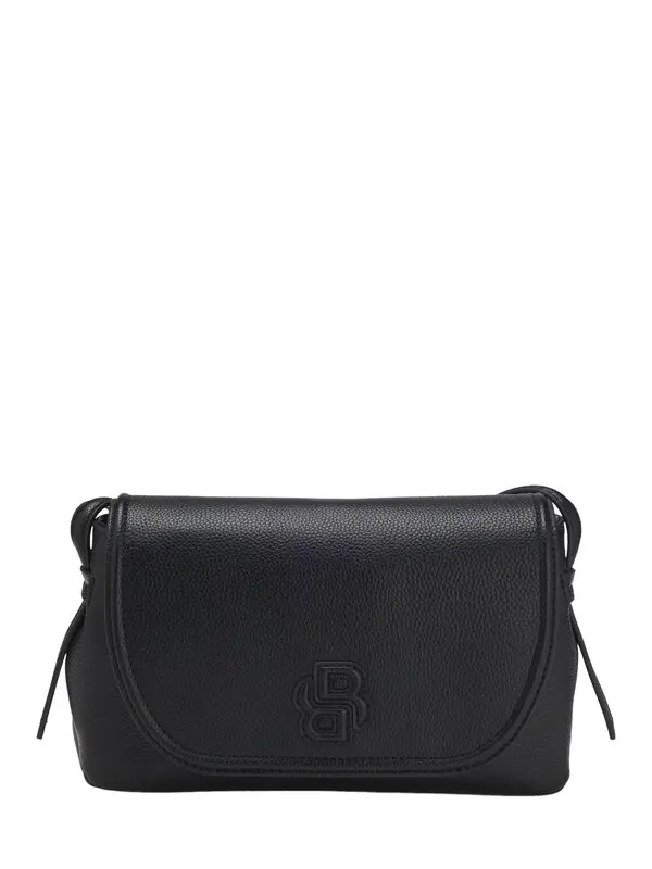 BOSS Grained Faux-leather Crossbody Bag With Double B Monogram - Black