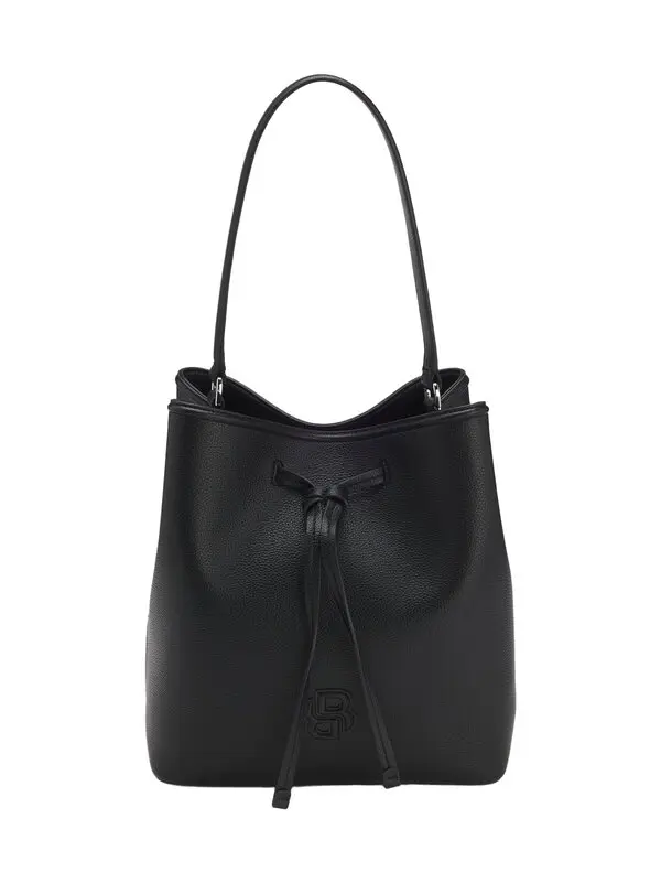 BOSS Grained Faux-leather Bucket Bag With Double B Monogram - Black