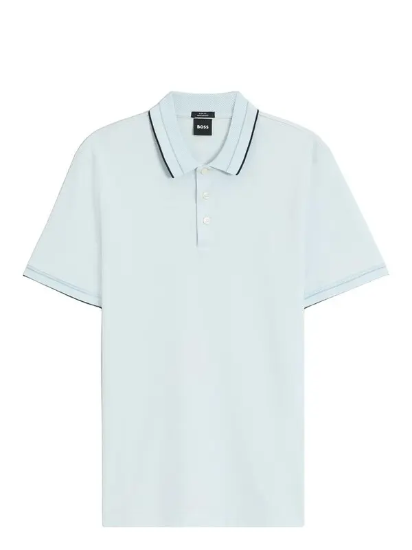 BOSS Slim-fit Polo Shirt In Mercerized Cotton - Light Blue