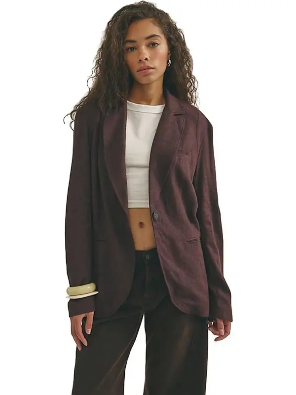 Free People Gemmas Blazer - Chocolate Plum