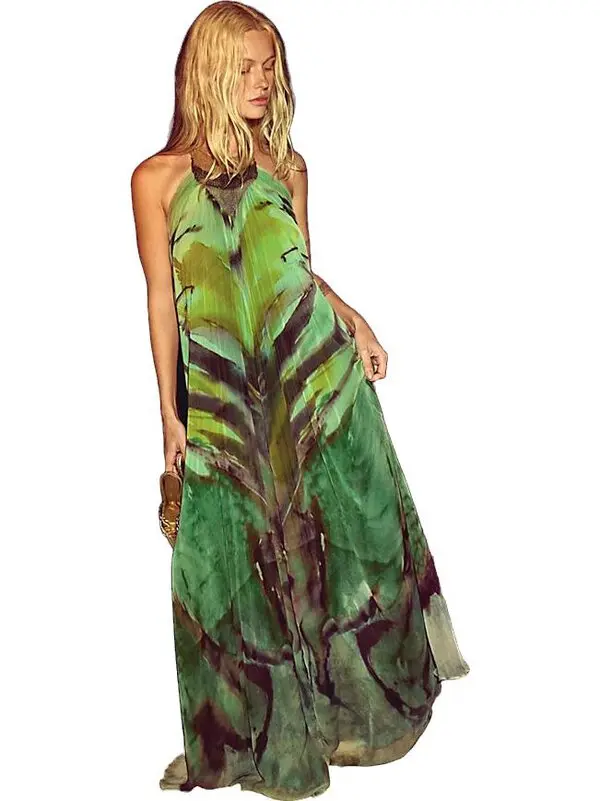 CECILIA DE BUCOURT Chiffon Halter Maxi Dress - Rainforest