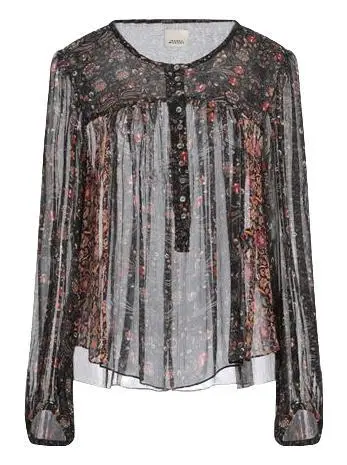 Isabel Marant Étoile Floral Print Crepe Long Sleeve Top - Black