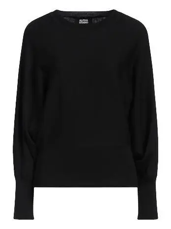 Alpha Studio Merino Wool Crewneck Sweater - Black