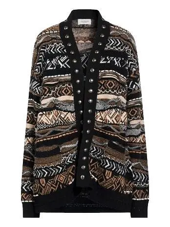 LANEUS Jacquard Cardigan With Sequins And Studs - Beige