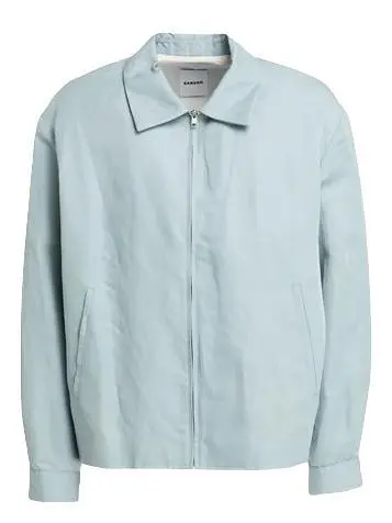 Sandro Sky Lyocell And Linen Harrington Jacket - Blue