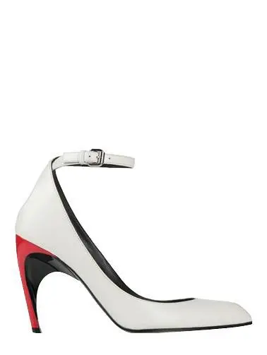 Alexander McQueen Two-tone Leather Pumps With Ankle Strap - White