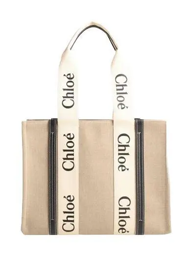 Chloé Linen And Calfskin Shopper Bag - Beige