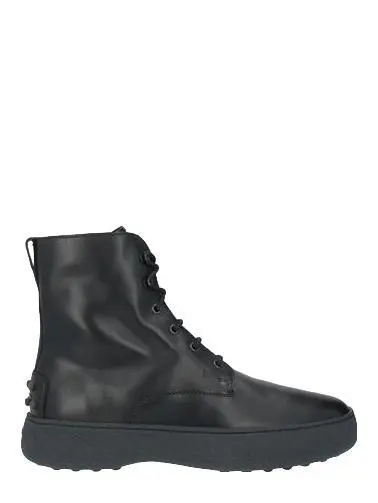 TOD'S Lace-up Leather Ankle Boots - Black