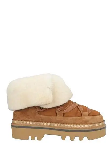 Hogan Camel Leather Padded Ankle Boots With Shearling Lining - Beige