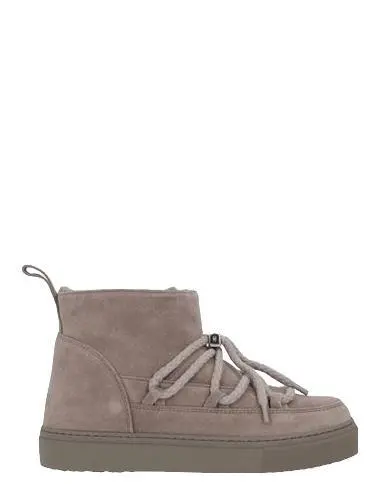 Inuikii Padded Leather Ankle Boots With Sherpa Interior - Grey
