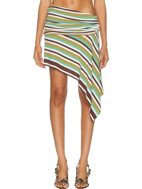 Christopher Esber Stripe Knit Extension Drape Mini Skirt - Vert Stripe